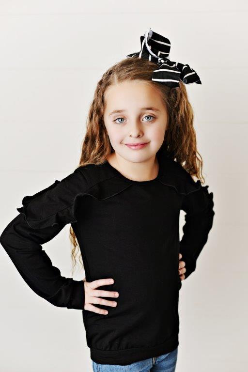 Girls Black Long Sleeve Shirt | Presley Couture