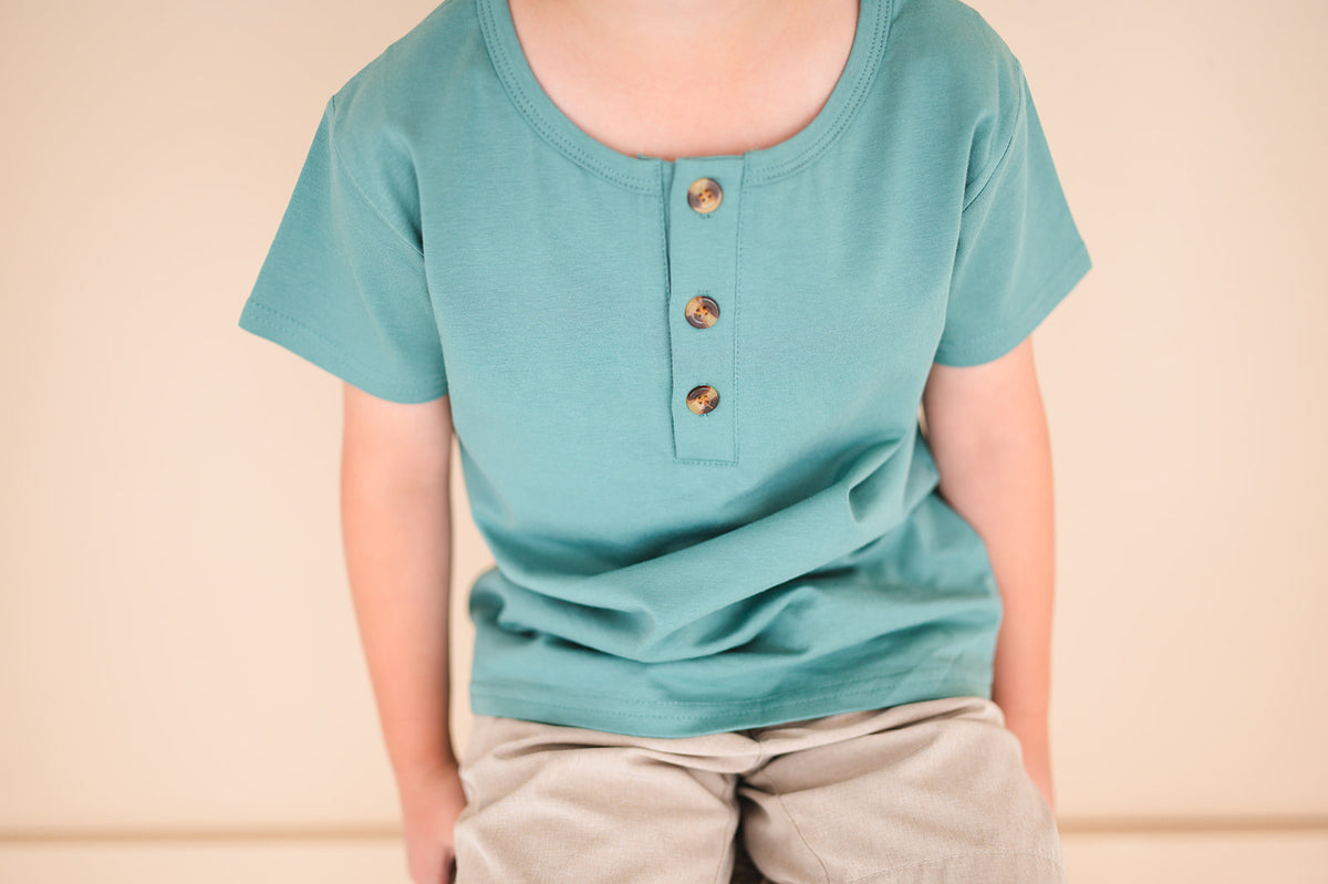 Boys' Turquoise Henley T-Shirt | Presley Couture